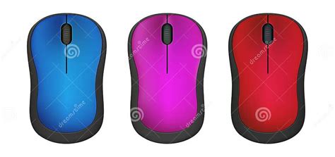 Modern Computer Mouse Redblue And Purple On White Background Stock