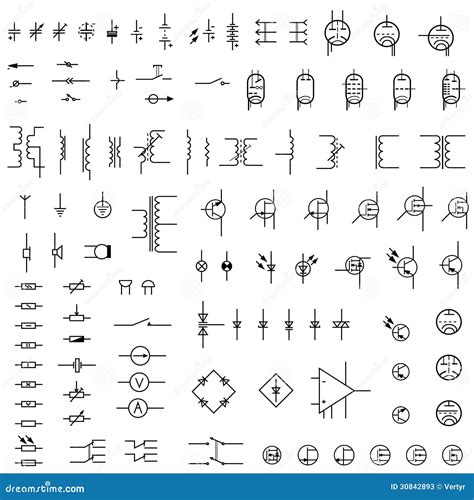 Set Of Icons Of Electronics Stock Vector Illustration Of Battery Inductor 30842893
