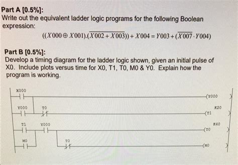 Solved Part A 05 Write Out The Equivalent Ladder Logic