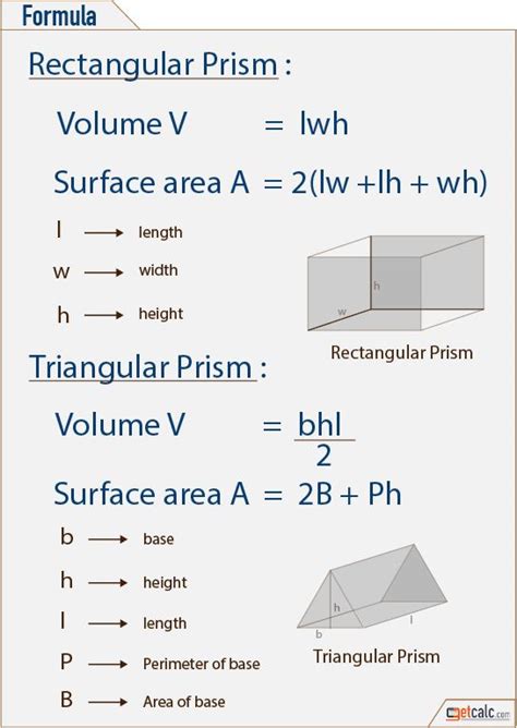 Volume And Surface Area Of Prism