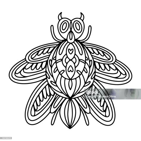 Buku Mewarnai Kumbangserangga Ilustrasi Vektor Linear Kumbang Barbel