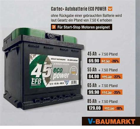 Cartec Autobatterie Eco Power Angebot Bei V Baumarkt 1Prospekte De