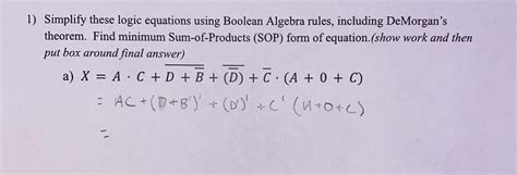 Solved Simplify These Logic Equations Using Boolean Chegg Com