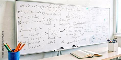 Whiteboard Covered In Complex Mathematical Equations And Diagrams A Whiteboard Filled With A