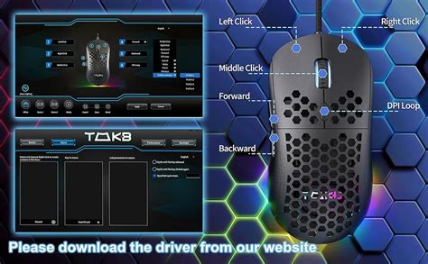 TMKB M SE Mouse Gaming DPI Mouse RGB Ergonomico Con Pulsanti Programmabili Ultra Leggero