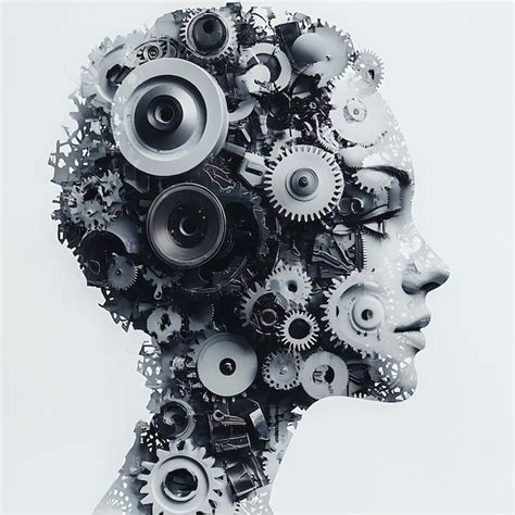 Human Head Made Of Gears And Cogs Artificial Intelligence And