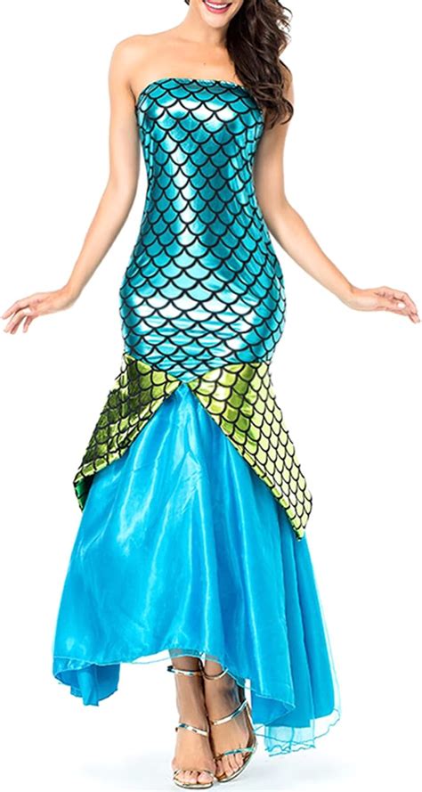 Lovsmile Mermaid Costume For Women Halloween Cosplay Mermaid Tail Dress Adult Role
