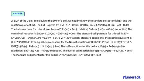 Solved Write The Nernst Equation And Emf Of The Following Cells And