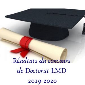 Résultats du concours de Doctorat LMD 2019 2020 Faculté des Sciences