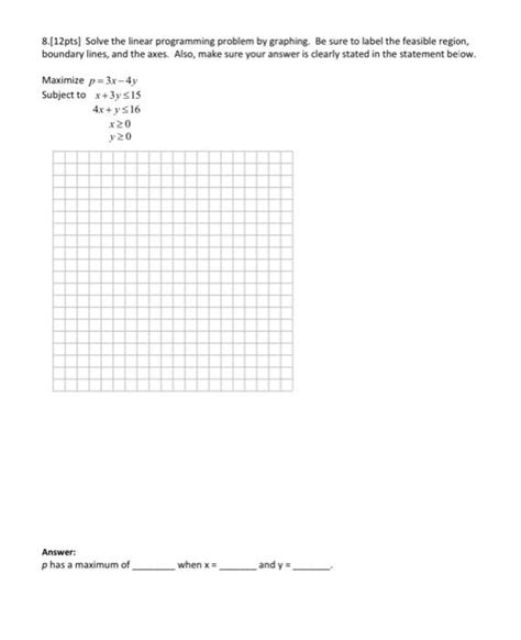 Solved 8 12pts Solve The Linear Programming Problem By Chegg