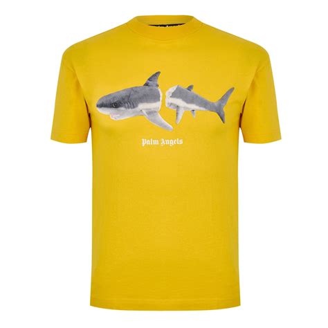 Palm Angels Shark T Shirt Men Yellow Flannels