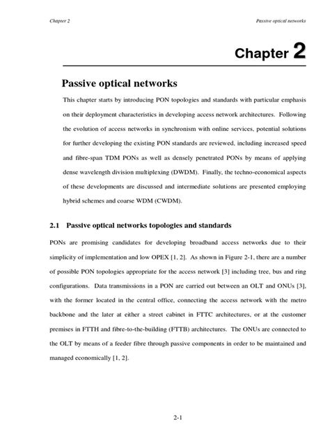 Chapter 2 Passive Optical Networks Pdf Wavelength Division Multiplexing Computer Network