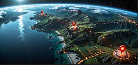 Connected Waymarks Or Highlighted Points Show The Way To The Desired