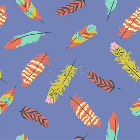 feathers seamless pattern in boho style vector graphics stock vector