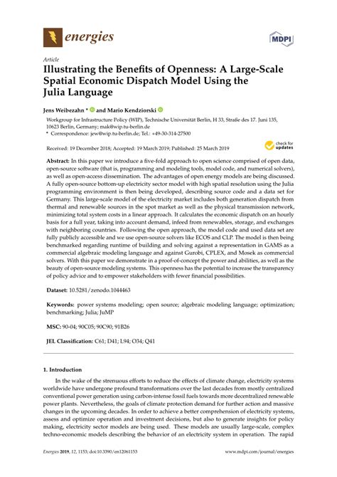 Pdf Illustrating The Benefits Of Openness A Large Scale Spatial Economic Dispatch Model Using