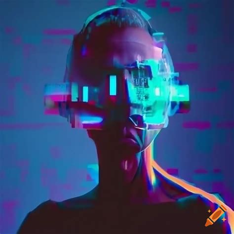 Glitchy Photorealistic Image Of A Man In Futuristic Streetwear With