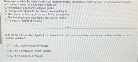 Solved Determine Whether The Value Is A Discrete Random