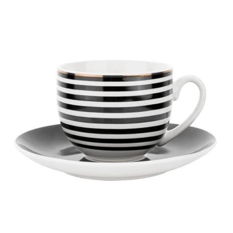Filiżanka ze spodkiem Stripes Black Florina ml Filiżanki Kawa i herbata Jadalnia