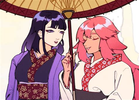雷神バアル 八重神子原神 「lovers Walking In The Snow 」oli 🦇🍷🪦のイラスト