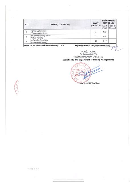 Academic Transcript Pdf