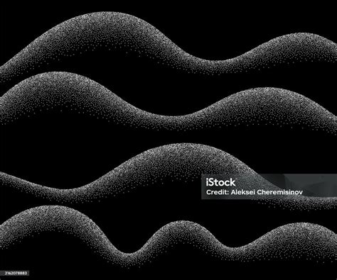 砂粒質の波状パターンの背景抽象的なドット点描波ブラックノイズ点線砂の質感粒子の粗い効果黒に分離されたベクトルイラスト いたずら書きの