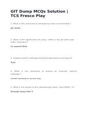 GIT Dump MCQs Solution Docx GIT Dump MCQs Solution TCS Fresco Play