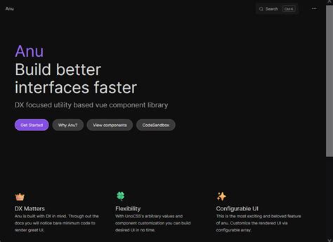 Anu DX Focused Utility Based Vue Component Library