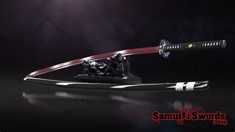 Nodachi 1060 Folded Carbon Steel With Black And Red Dye Apsk150 Samurai Swords Shop