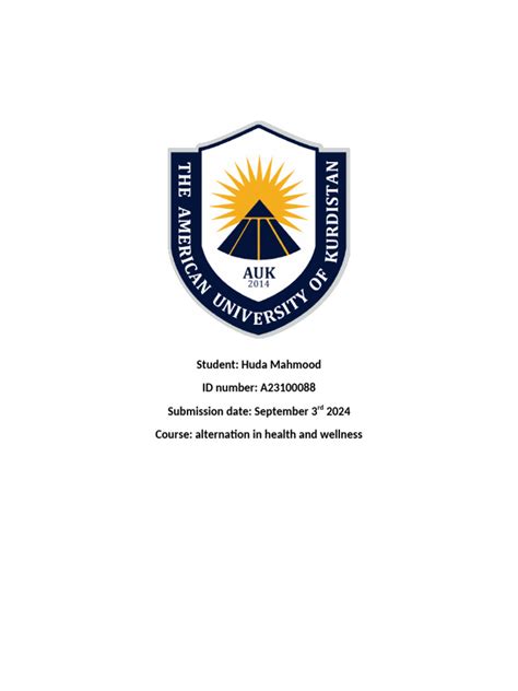 Huda Mahmood Aternation In Health And Wellness Pdf