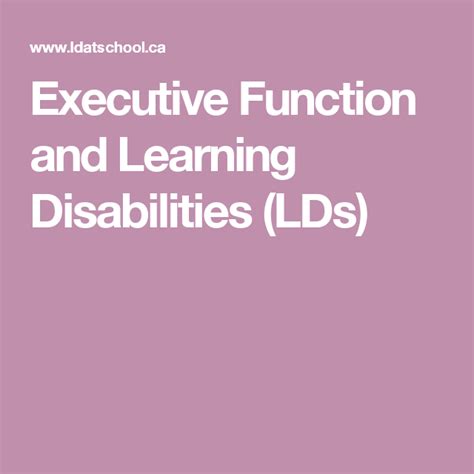 Executive Function And Learning Disabilities Lds Learning