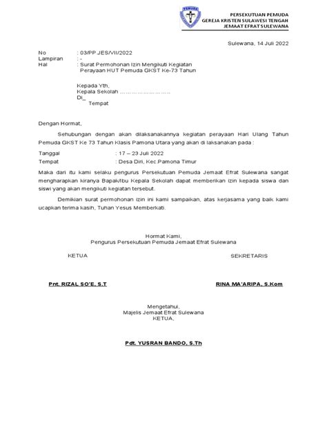 Contoh Surat Izin Sekolah Untuk Mengikuti Kegiatan Pdf