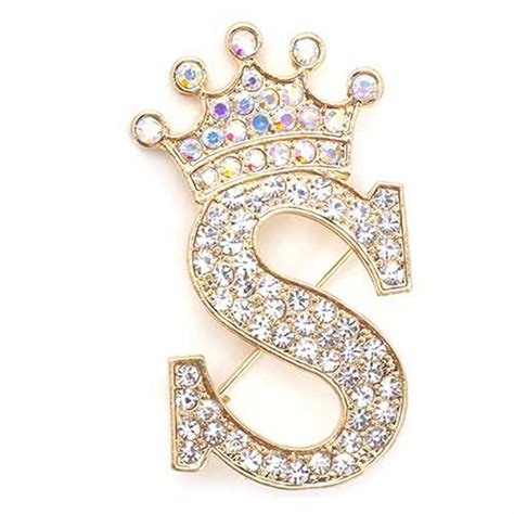 Cheap Crown 26 Initial Letters A to Z Brooch Pins Women | Joom