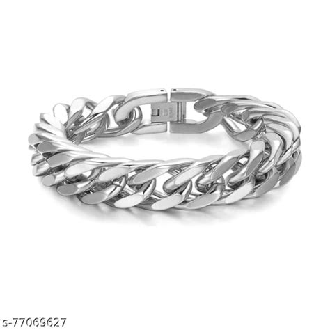 Zivom Glossy Silver Curb Cuban 316l Stainless Steel Bracelet For Men