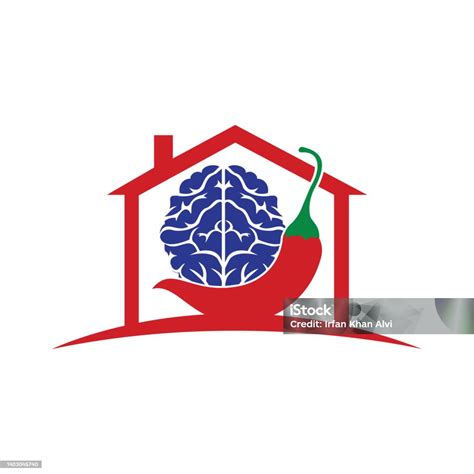 Template Desain Logo Vektor Otak Cabai Konsep Desain Logo Kecerdasan Pedas Ilustrasi Stok