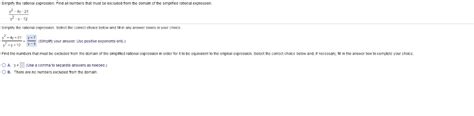 solved simplify the rational expression find all numbers