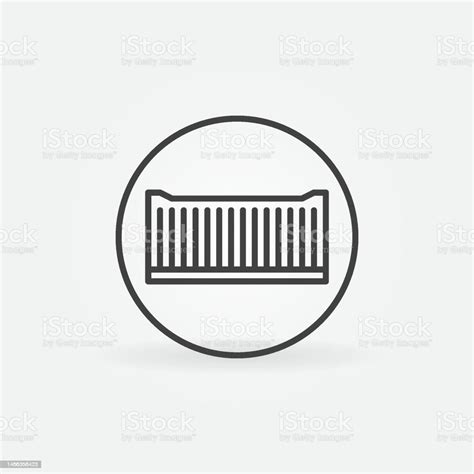 Container Inside Circle Vector International Shipping Concept Thin Line Icon Stock Illustration