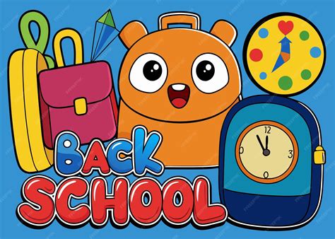 A Drawing Of A School Bus With A Clock And A School Clock Premium Ai Generated Vector