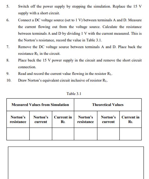 Question 5 15 Marks Laboratory 3 Norton Theorem