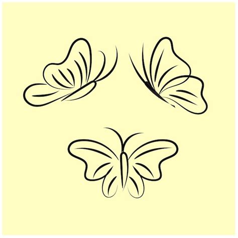 Vector Dibujado A Mano De Mariposa Contorno De Fondo Vector Premium