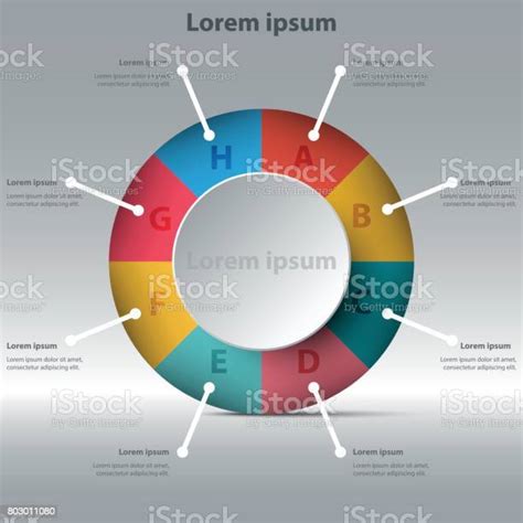 웹사이트 프레 젠 테이 션 커버 포스터 벡터 디자인 Infographic 그림 개념에 대 한 다채로운 원형 차트와 3 차원 종이 원 0명에 대한 스톡 벡터 아트 및 기타