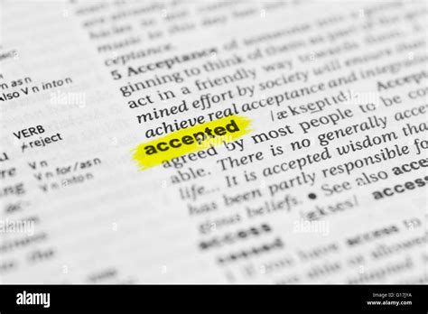 Detail Of The English Word Accepted Highlighted And Its Definition