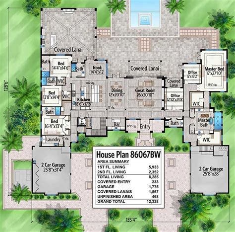 Stunning 7 Bed Luxury House Plan 86067bw 8 Bedroom House Floor Plan