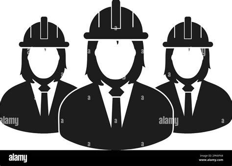 Female Engineer Team Icon Flat Style Vector Eps Stock Vector Image