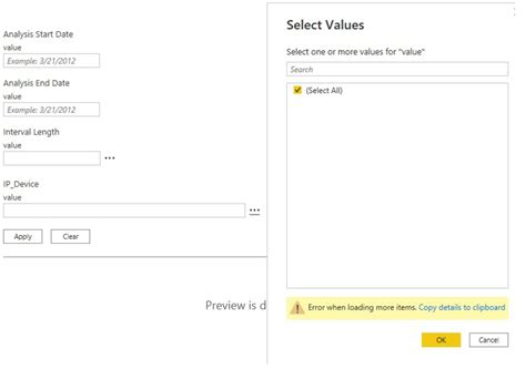 unable to view values in value help for direct con microsoft