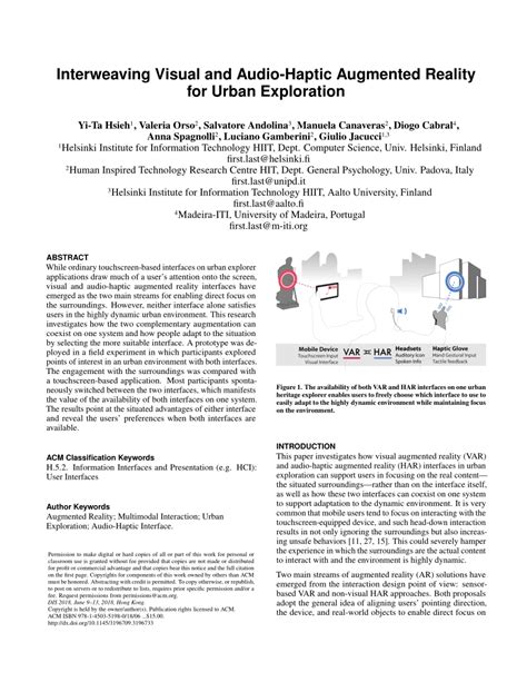 Pdf Interweaving Visual And Audio Haptic Augmented Reality For Urban Exploration