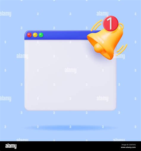 3d Notification Popup With Bell Icon Golden Render Ringing Bell Gold