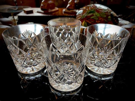 Set Of Four Vintage Edinburgh Crystal Whisky Glasses Strichen Antiques