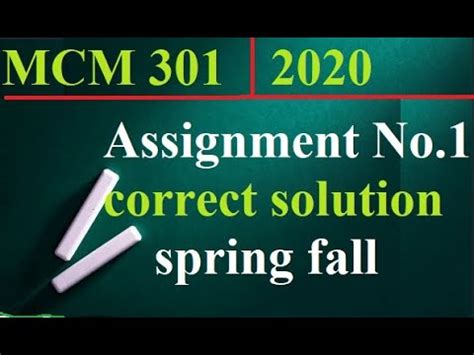 MCM301 Assignment No 1 Spring Fall Solution 2020 Maryam World Of