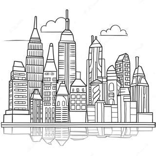 Colorful Lego City Skyline Coloring Page Coloring