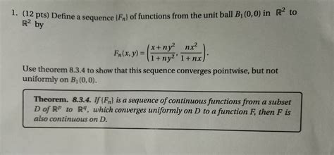 Solved Pts Define A Sequence Fn Of Functions From Chegg Com